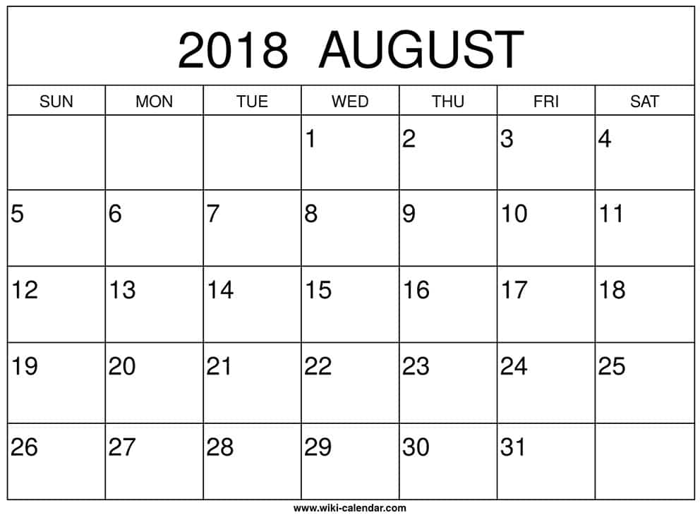 August Calendar