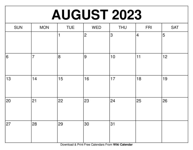 Free Printable August 2023 Calendar Templates With Holidays