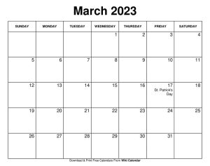 Free Printable March 2023 Calendar Templates With Holidays