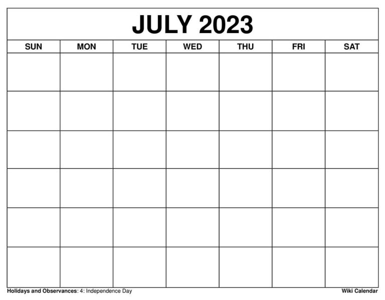 Free Printable July 2023 Calendar Templates With Holidays