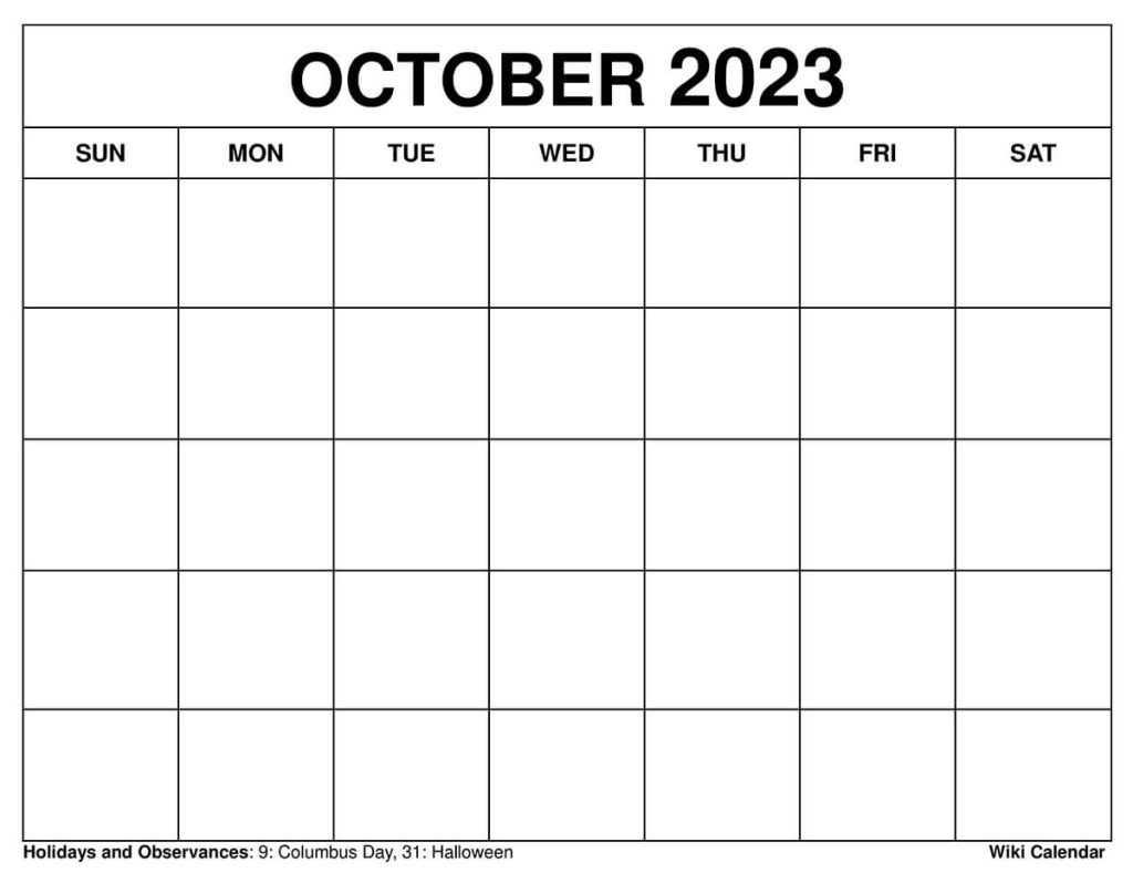 Printable October 2023 Calendar Templates With Holidays