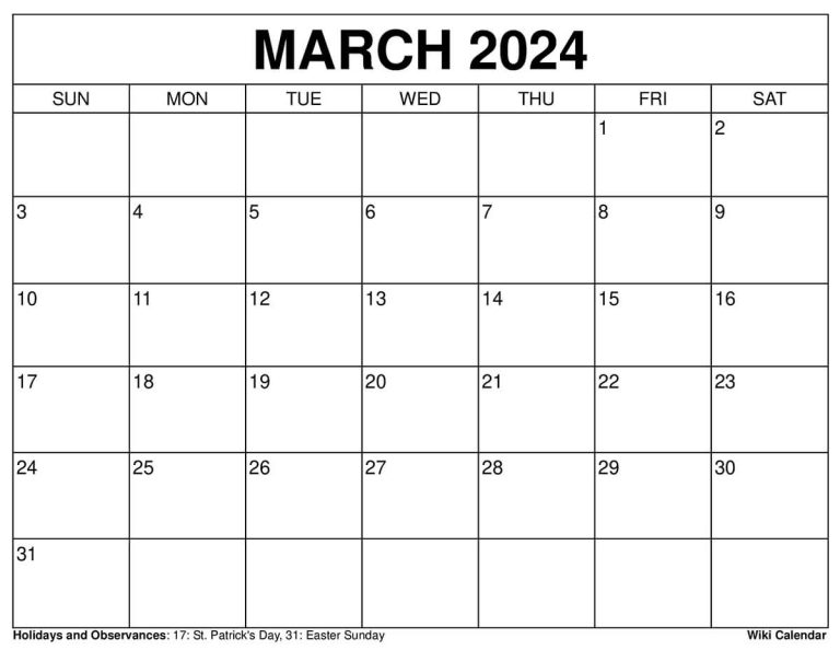 Printable March 2024 Calendar Templates With Holidays