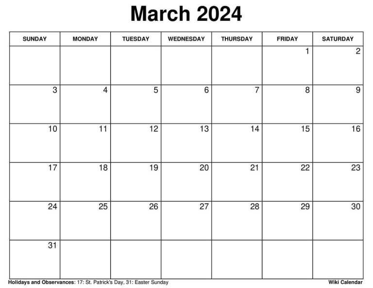 Printable March 2024 Calendar Templates With Holidays