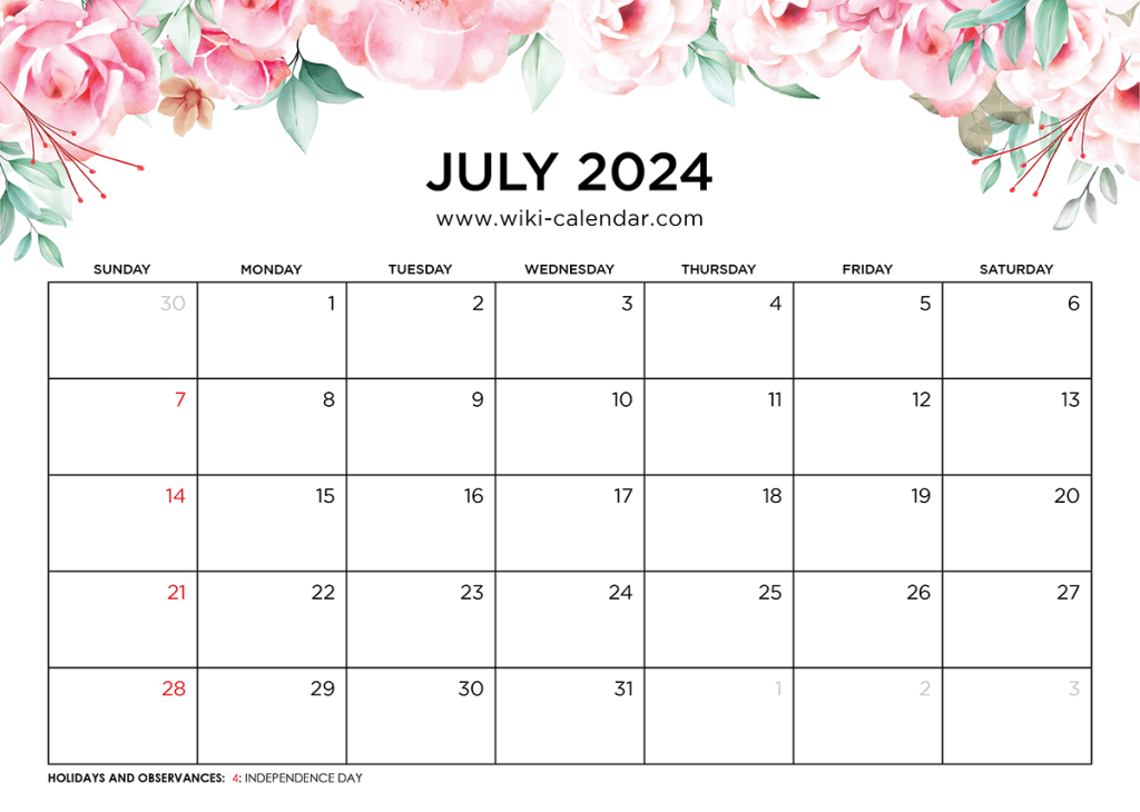 Printable July 2024 Calendar Templates With Holidays