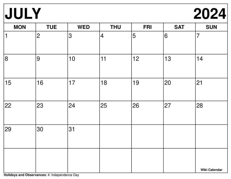 Printable July 2024 Calendar Templates With Holidays